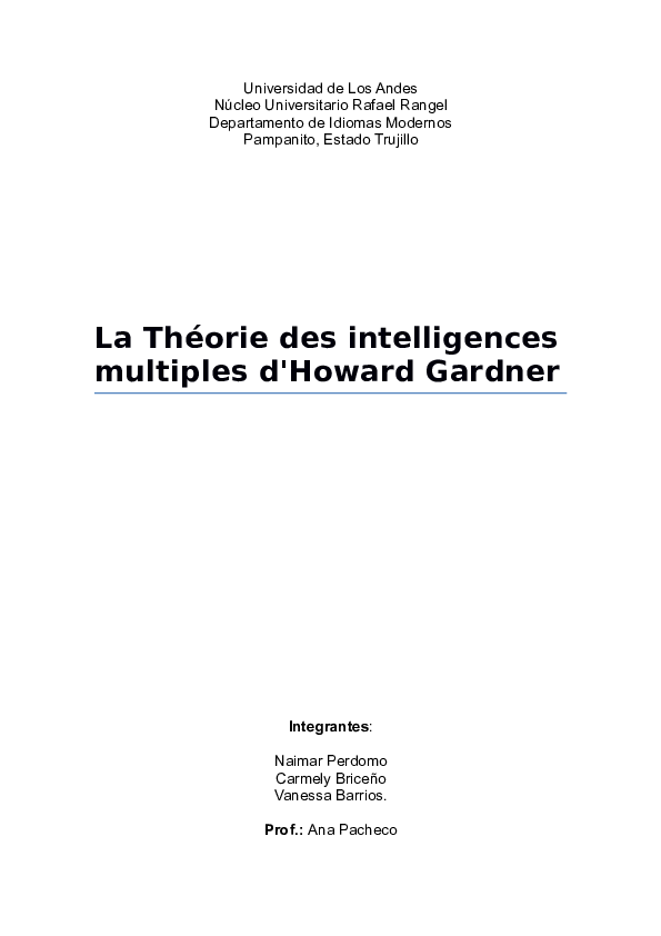 (DOC) La Théorie des intelligences multiples d | Rodrigo Jesus Graterol ...