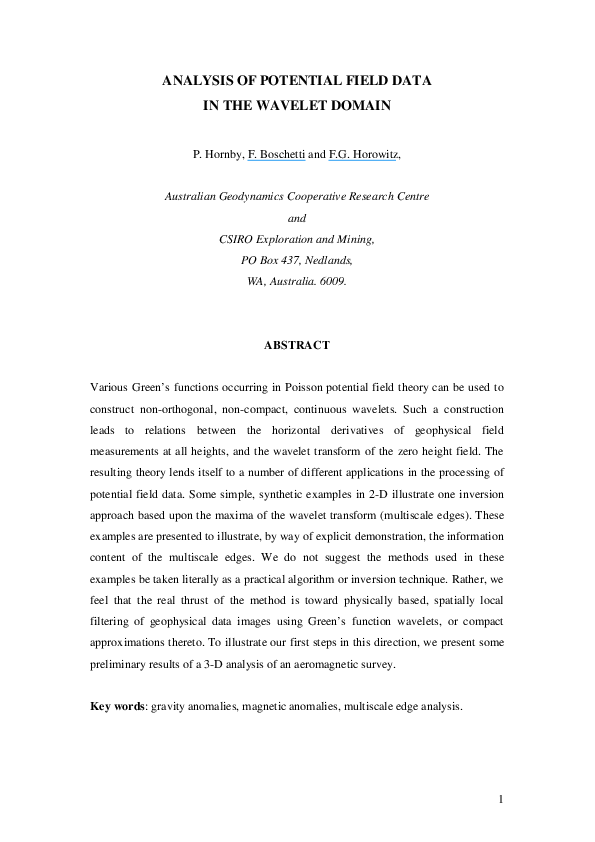 Pdf Application Of Wavelet Theory To The Analysis Of Gravity Data