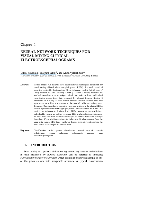 (PDF) Neural-Network Techniques for Visual Mining Clinical Electroenaphalograms | vitaly ...