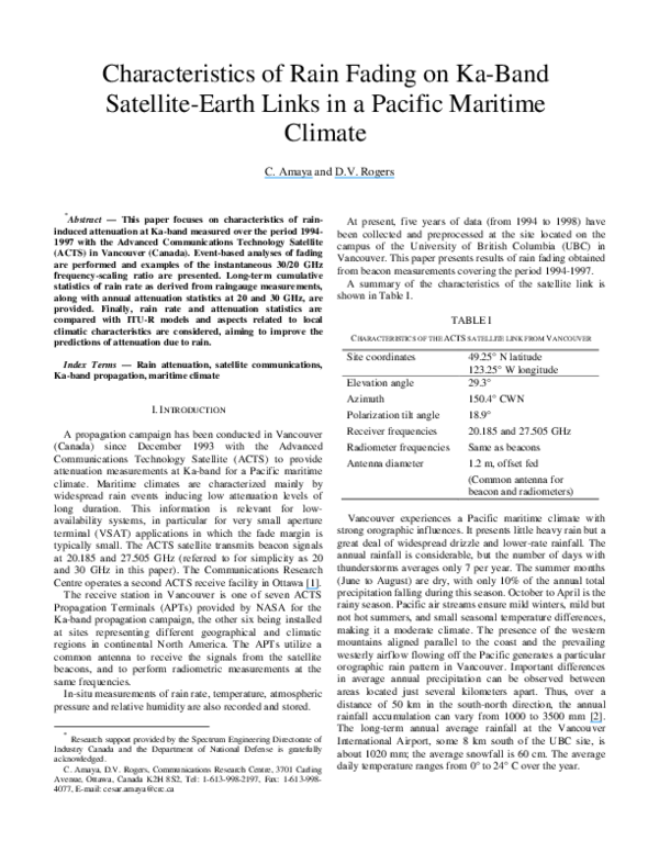 (PDF) Characteristics of rain fading on Ka-band satellite-earth links ...