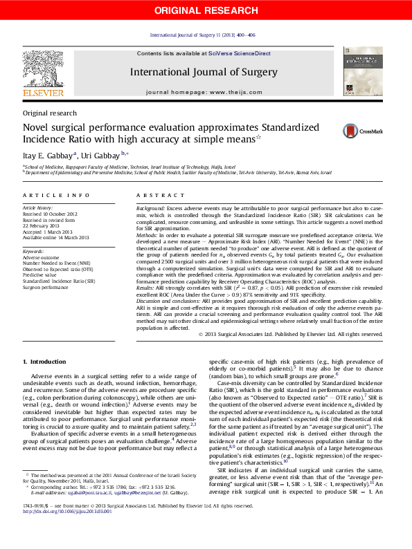 (PDF) Novel surgical performance evaluation approximates Standardized ...