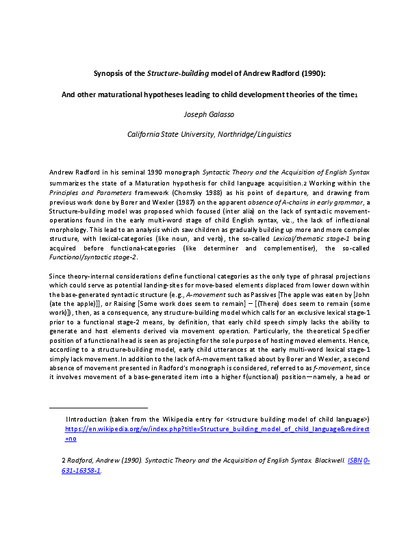 (PDF) Synopsis of the Structure-building model of Andrew Radford (1990 ...