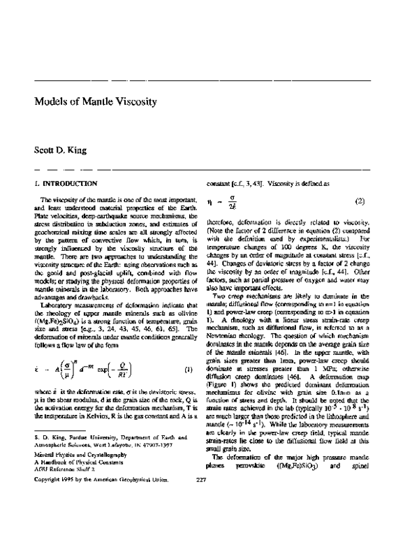 (PDF) Models of mantle viscosity