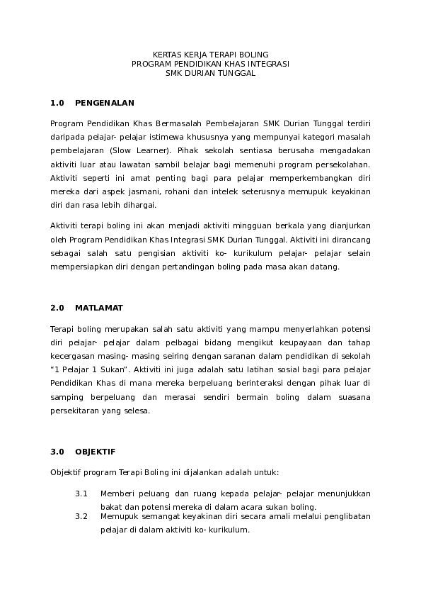 (DOC) KERTAS KERJA TERAPI BOLING