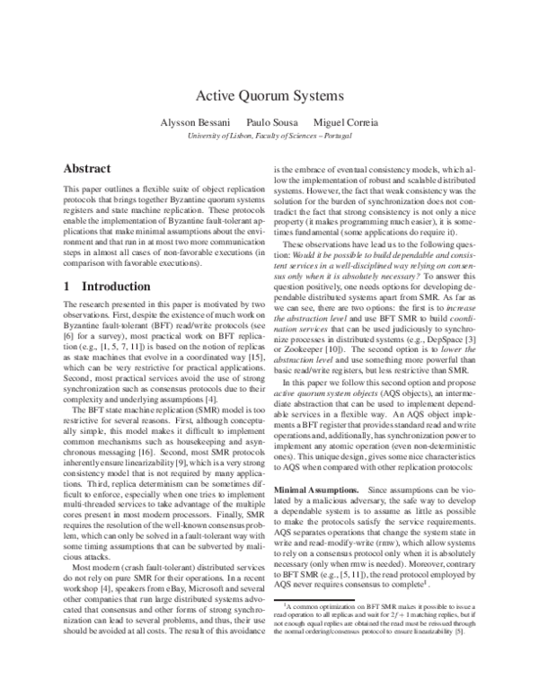 (PDF) Active quorum systems