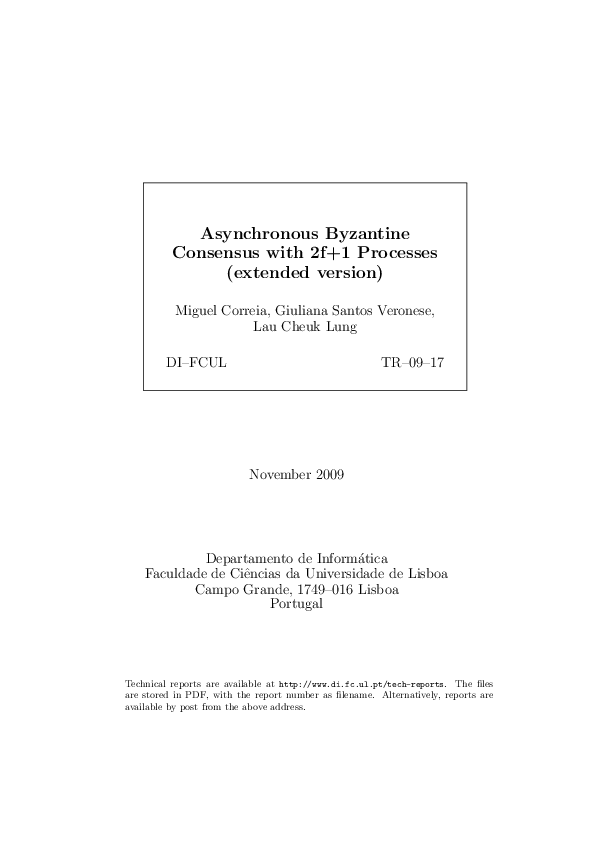 Pdf Asynchronous Byzantine Consensus With 2f1 Processes Extended Version