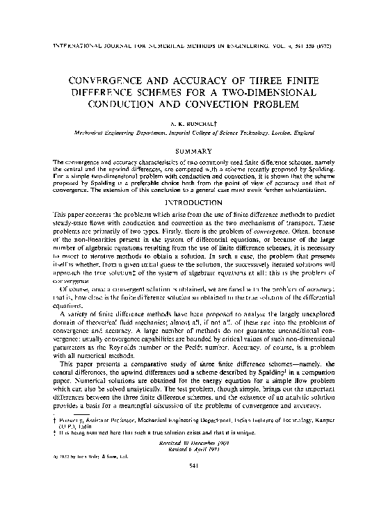 (PDF) Convergence and accuracy of three finite difference schemes for a two-dimensional ...