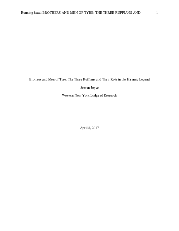 (PDF) Brothers and Men of Tyre: The Three Ruffians and Their Role in ...