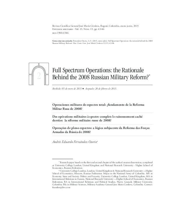 (PDF) Full spectrum operations: the rationale behind the 2008 Russian ...