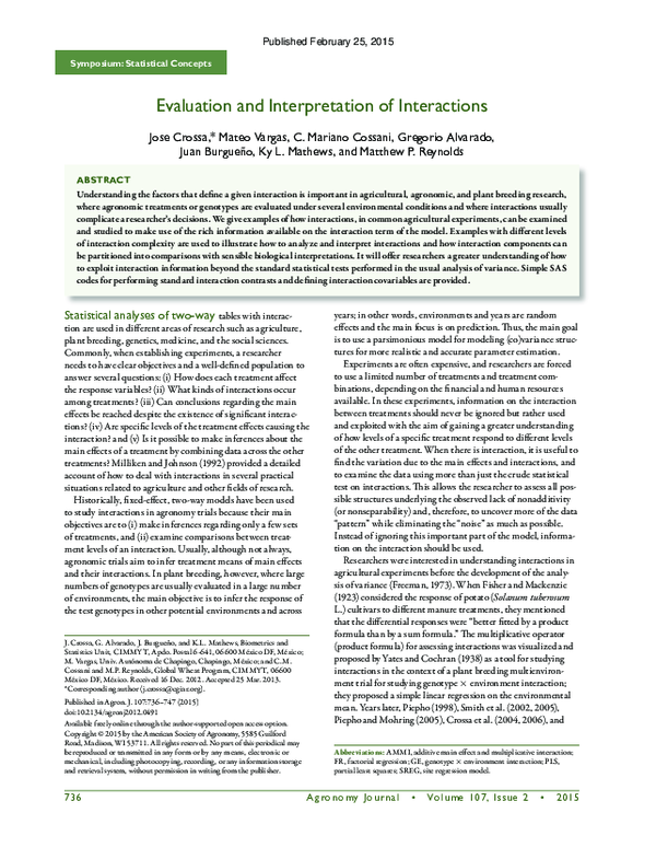 (PDF) Crossa et al. EVALUATION AND INTEPRETATION OF INTERACTION, 2015.pdf