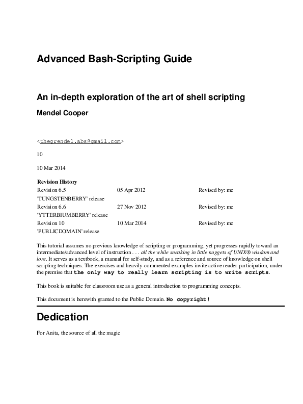 (PDF) Advanced Bash-Scripting Guide An in-depth exploration of the art ...