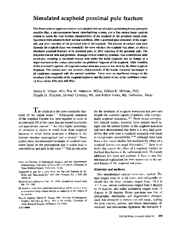 (PDF) Simulated scaphoid proximal pole fracture