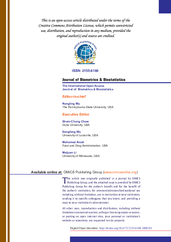Pdf The International Open Access Journal Of Biometrics And Biostatistics Editor In Chief