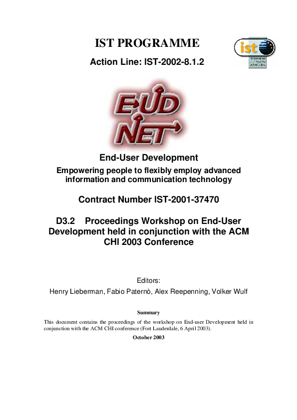 (PDF) End-User Programming Support for Context-Aware Applications