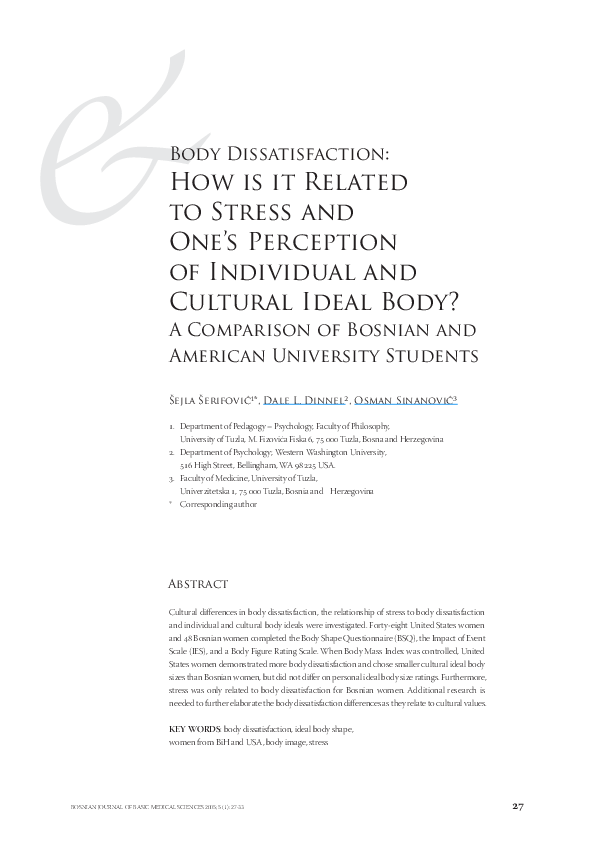 (PDF) Body dissatisfaction: how is it related to stress and one's ...