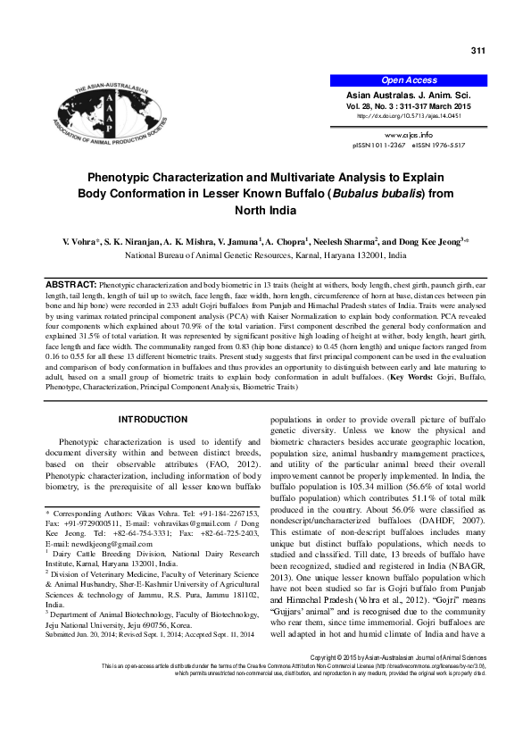 (PDF) Phenotypic Characterization and Multivariate Analysis to Explain Body Conformation in ...