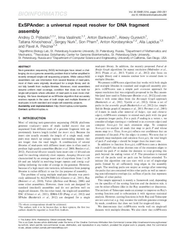 (PDF) ExSPAnder: a universal repeat resolver for DNA fragment assembly