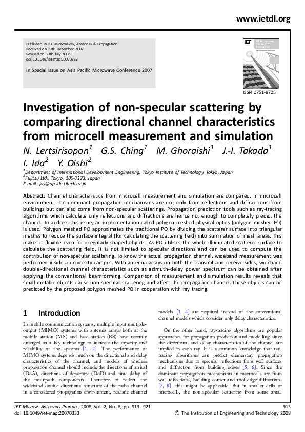 (PDF) Investigation of non-specular scattering by comparing directional ...