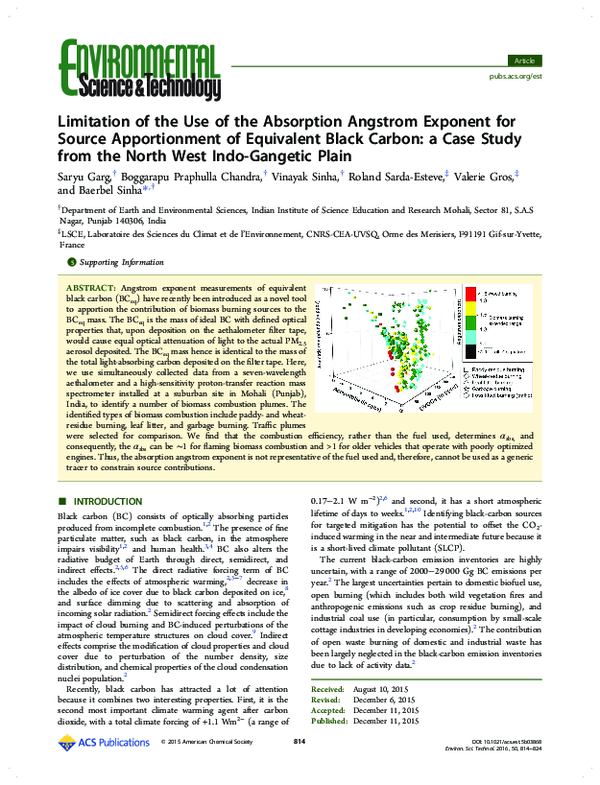 (PDF) Limitation of the Use of the Absorption Angstrom Exponent for ...