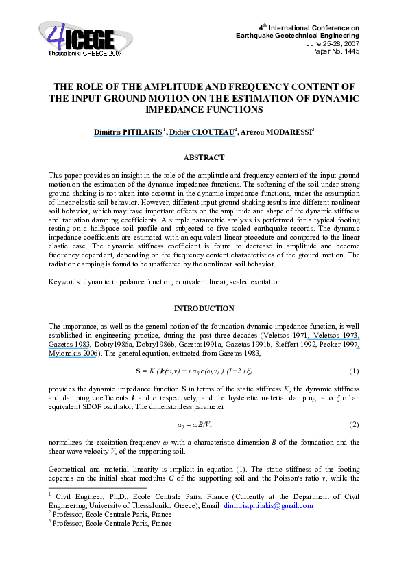 (PDF) The Role of the Amplitude and Frequency Content of the Input ...