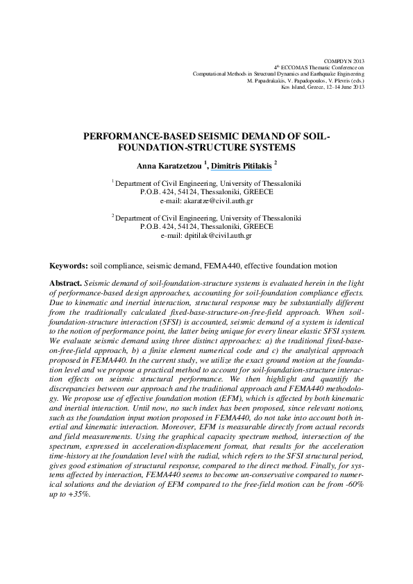 (PDF) Performance-based seismic design of soil-foundation-structure systems