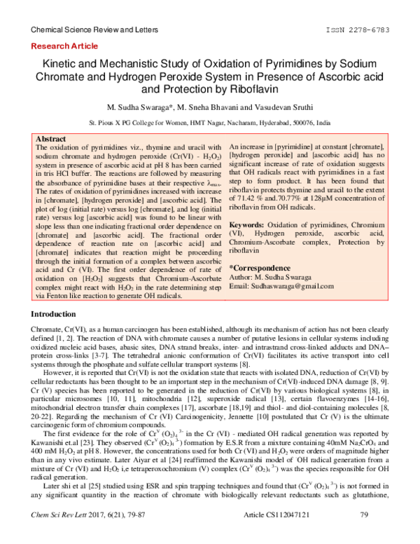 (PDF) Kinetic and Mechanistic Study of Oxidation of Pyrimidines by ...