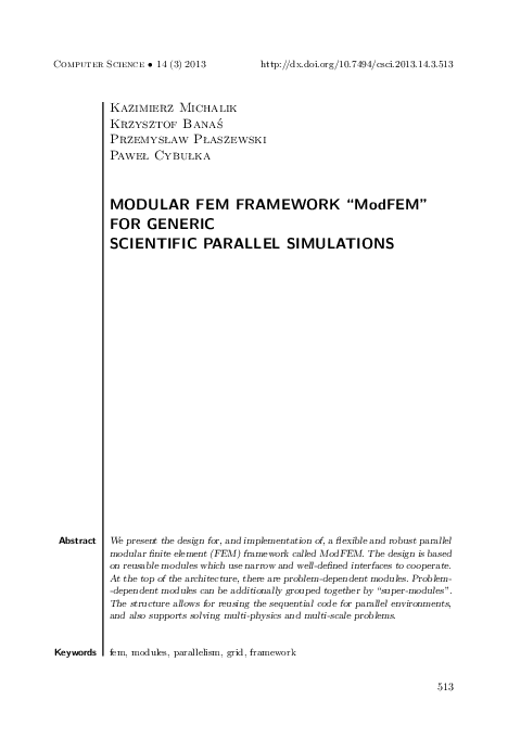 (PDF) Modular FEM framework "ModFem" for generic scientific parallel ...