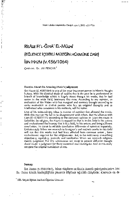 (PDF) İhad_2003.1 Risale fi'l-Ğına el-Mülhi (Eğlence İçerikli Müziğin ...
