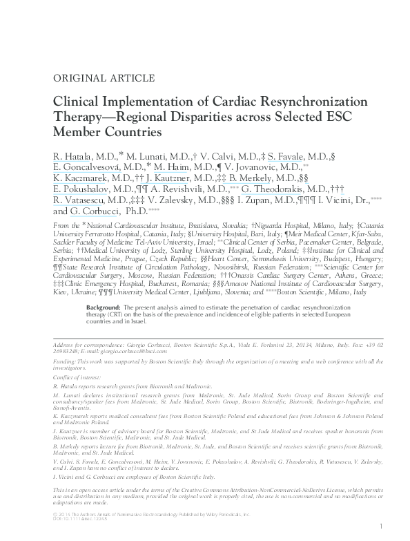 Pdf Clinical Implementation Of Cardiac Resynchronization Therapy