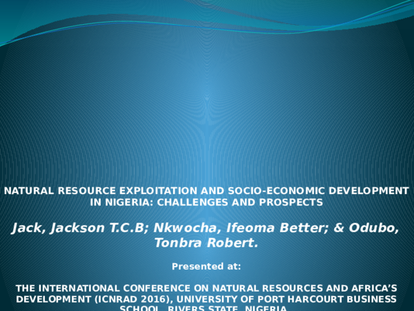 (PPT) NATURAL RESOURCE EXPLOITATION AND SOCIO-ECONOMIC DEVELOPMENT IN ...