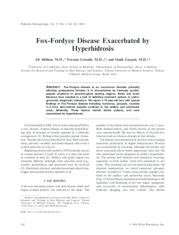 (PDF) Fox-Fordyce Disease Exacerbated by Hyperhidrosis