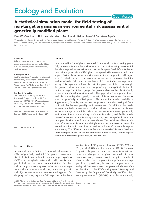(PDF) A statistical simulation model for field testing of non-target ...