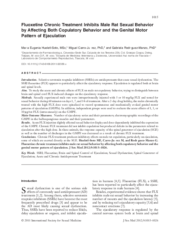 (PDF) Fluoxetine Chronic Treatment Inhibits Male Rat Sexual Behavior by ...