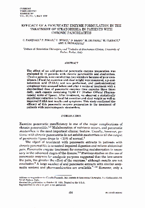 (PDF) Efficacy of a pancreatic enzyme formulation in the treatment of ...