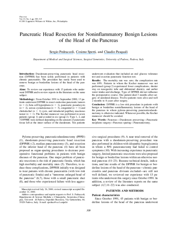 (PDF) Pancreatic Head Resection for Noninflammatory Benign Lesions of ...