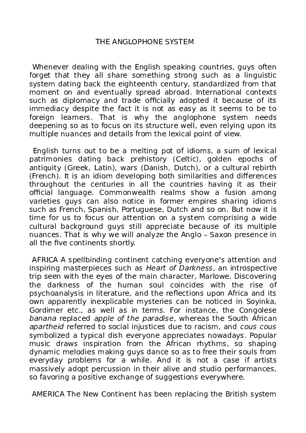 THE ANGLOPHONE SYSTEM
