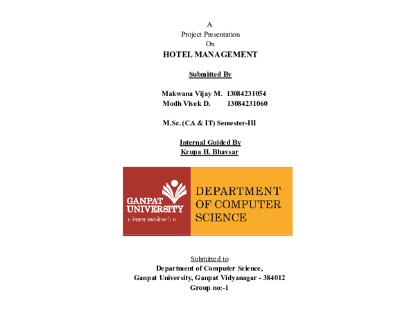 (PDF) A Project Presentation On HOTEL MANAGEMENT