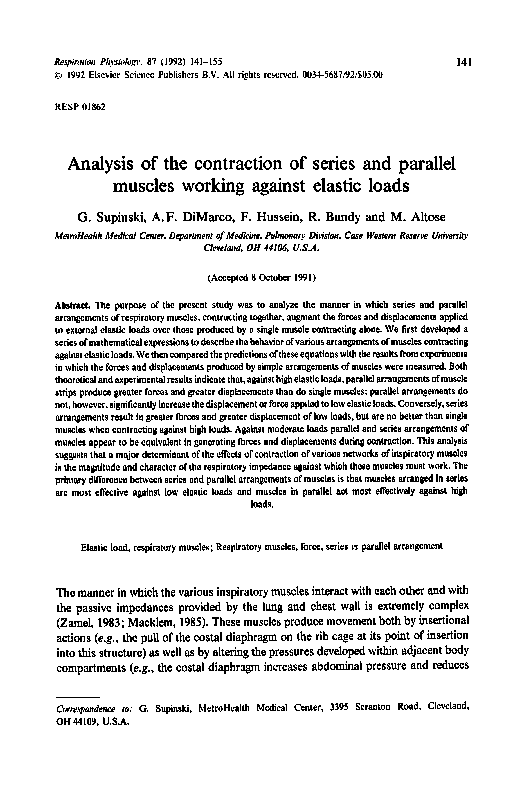 (PDF) Analysis of the contraction of series and parallel muscles ...