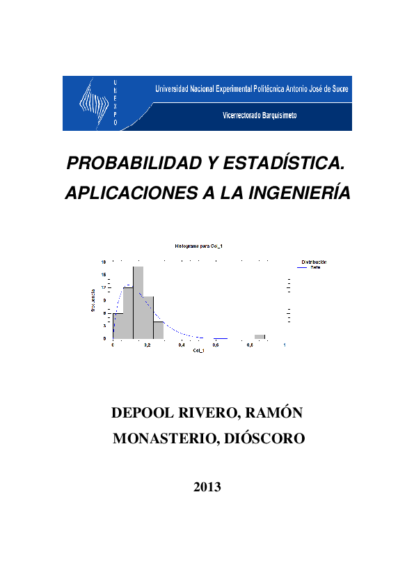 (PDF) PROBABILIDAD Y ESTADÍSTICA. APLICACIONES A LA INGENIERÍA