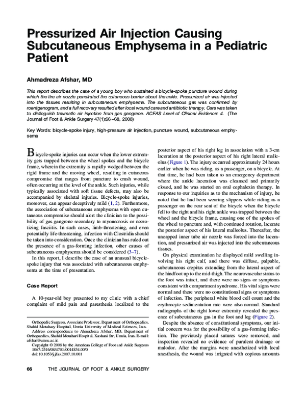 (PDF) Pressurized Air Injection Causing Subcutaneous Emphysema in a ...