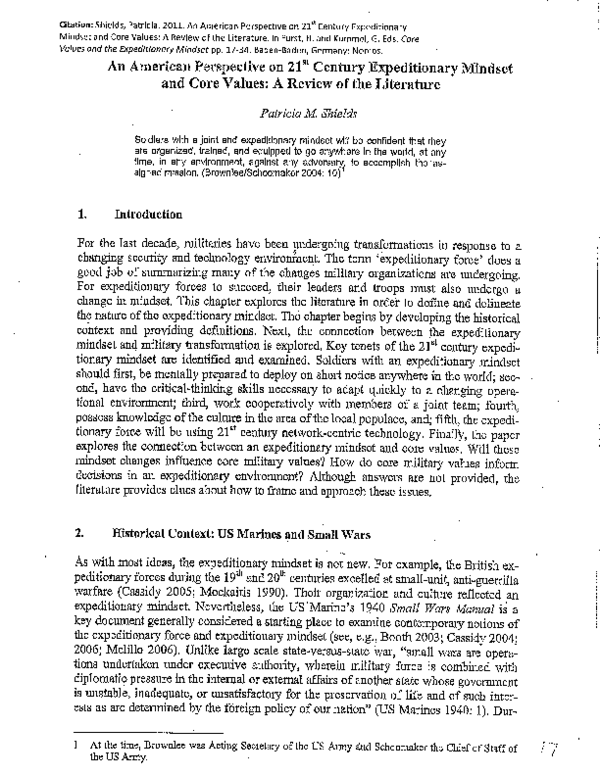 (PDF) An American Perspective on 21st Century Expeditionary Mindset and ...