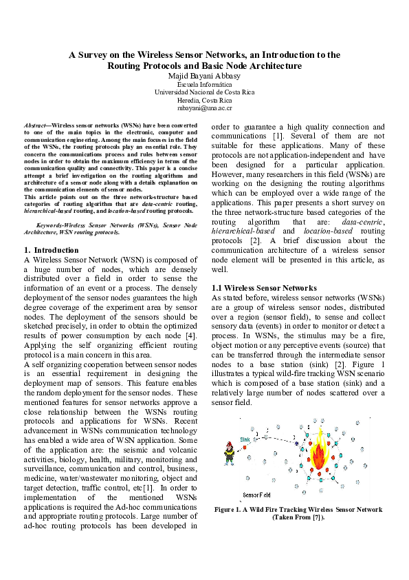 Pdf A Survey On The Wireless Sensor Networks An Introduction To The Routing Protocols And