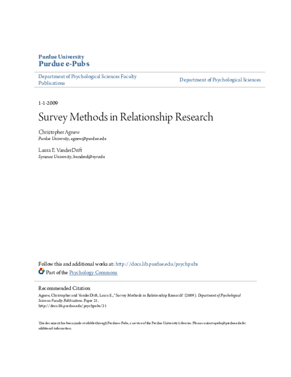 (PDF) Survey Methods in Relationship Research