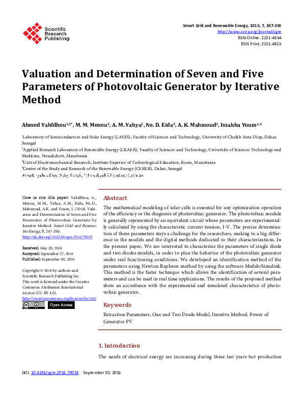Pdf Valuation And Determination Of Seven And Five Parameters Of