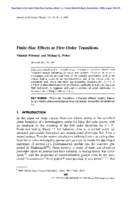(PDF) Finite-size effects at first-order transitions