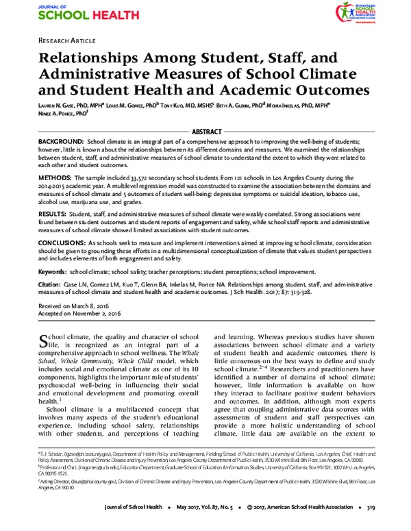 (PDF) Relationships Among Student, Staff, and Administrative Measures ...