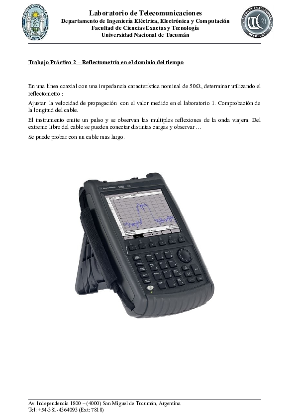 (DOC) Trabajo Práctico 2 – Reflectometría en el dominio del tiempo