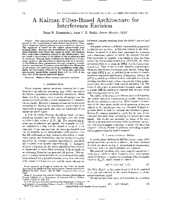 (PDF) A Kalman filter-based architecture for interference excision