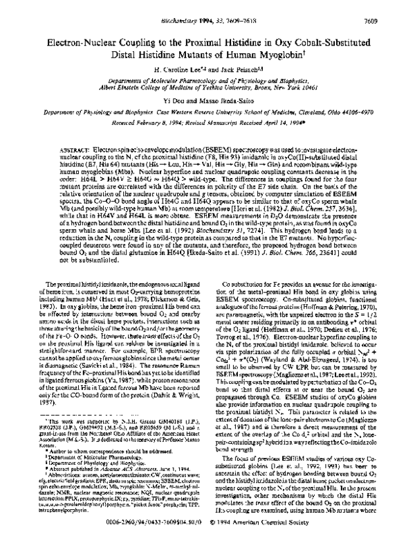 (PDF) Electron-Nuclear Coupling to the Proximal Histidine in Oxycobalt ...