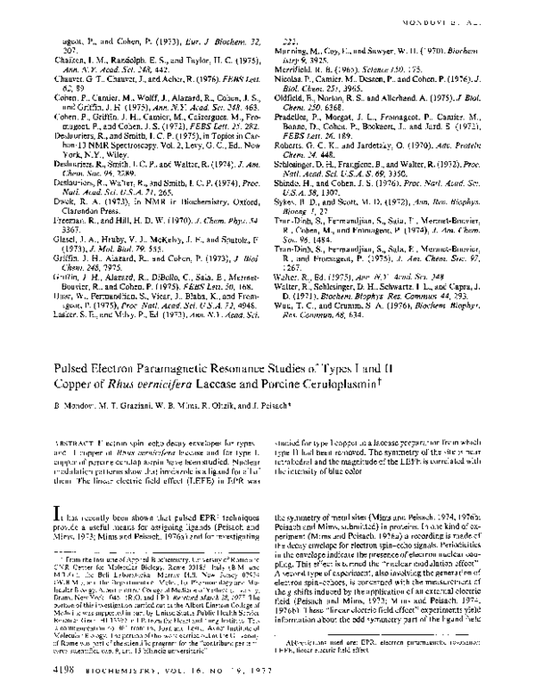 (PDF) Pulsed electron paramagnetic resonance studies of the interaction ...